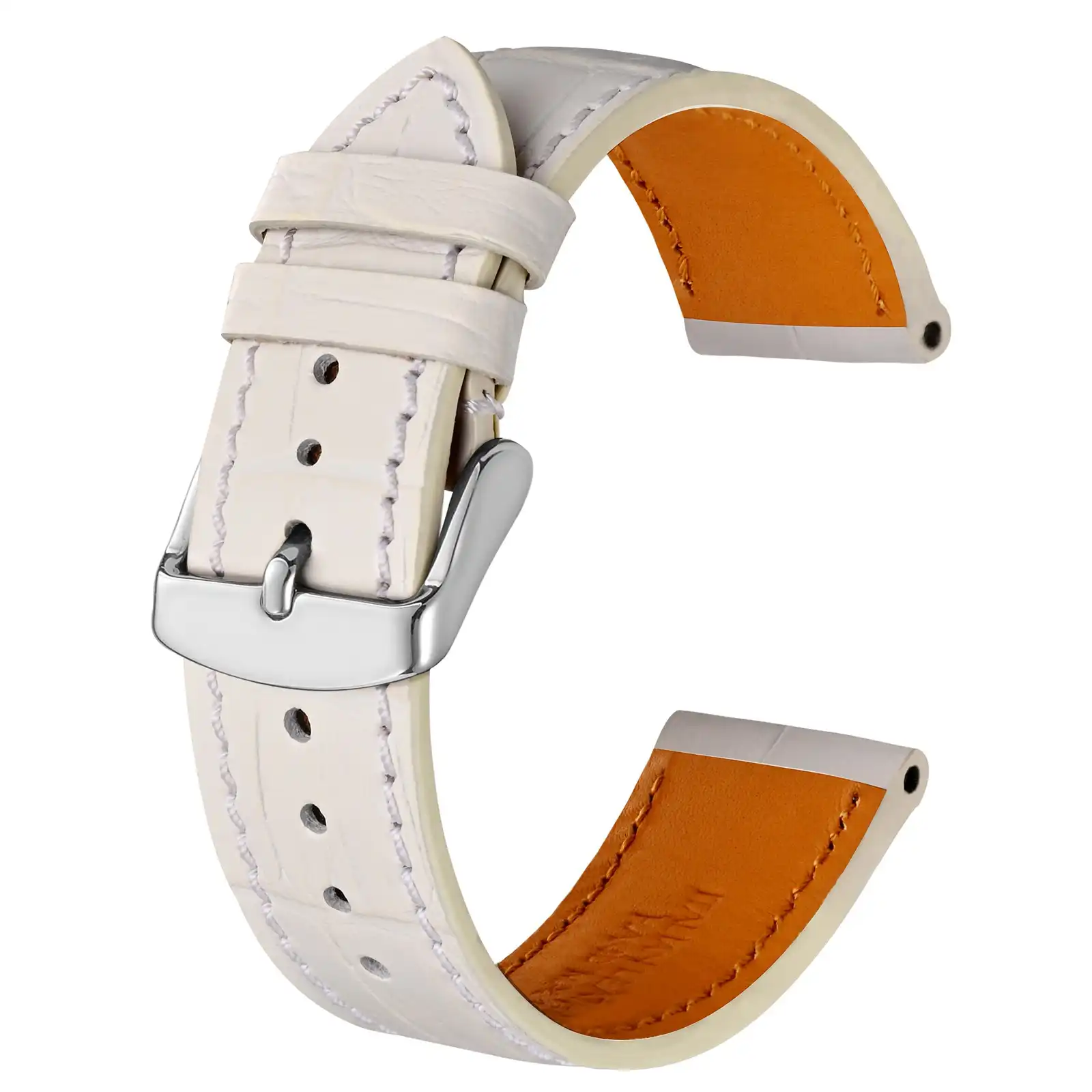LUXURY | ITALIAN LEATHER WATCH STRAP SILVER -GOLD BUCKLE